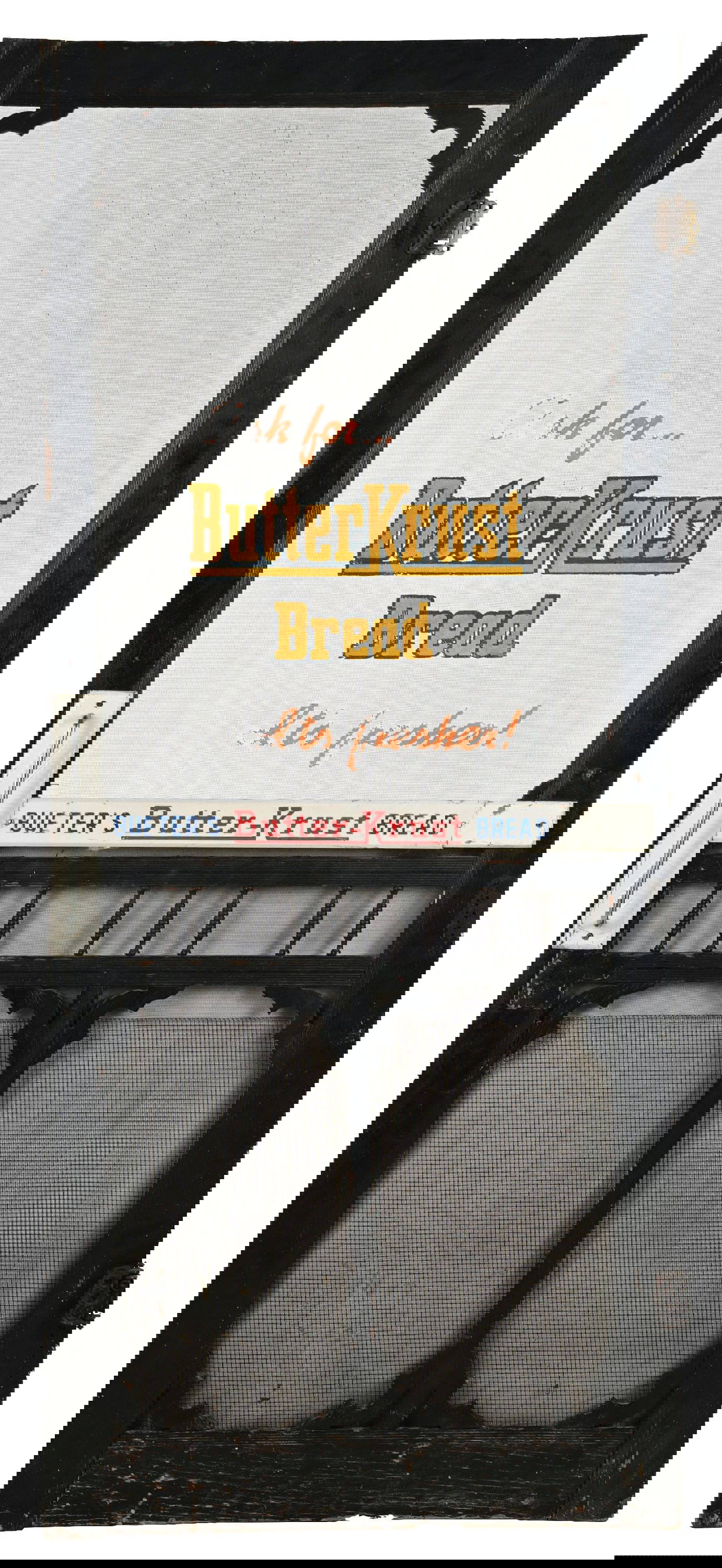 Bueter's Butter-krust Screen Door W/ Door Push Bar Sign Auction