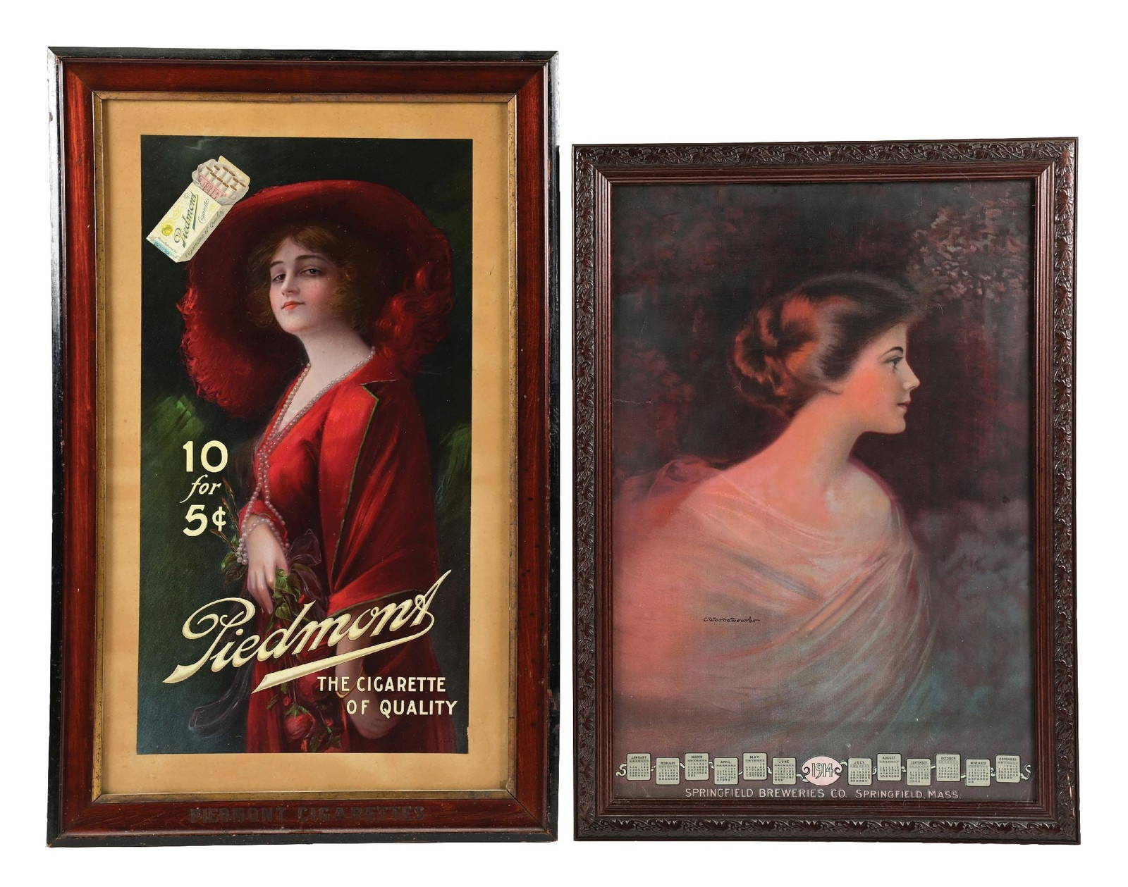 Collection Of 2: Piedmont Cigarettes & Springfield Brewery Lithos Auction