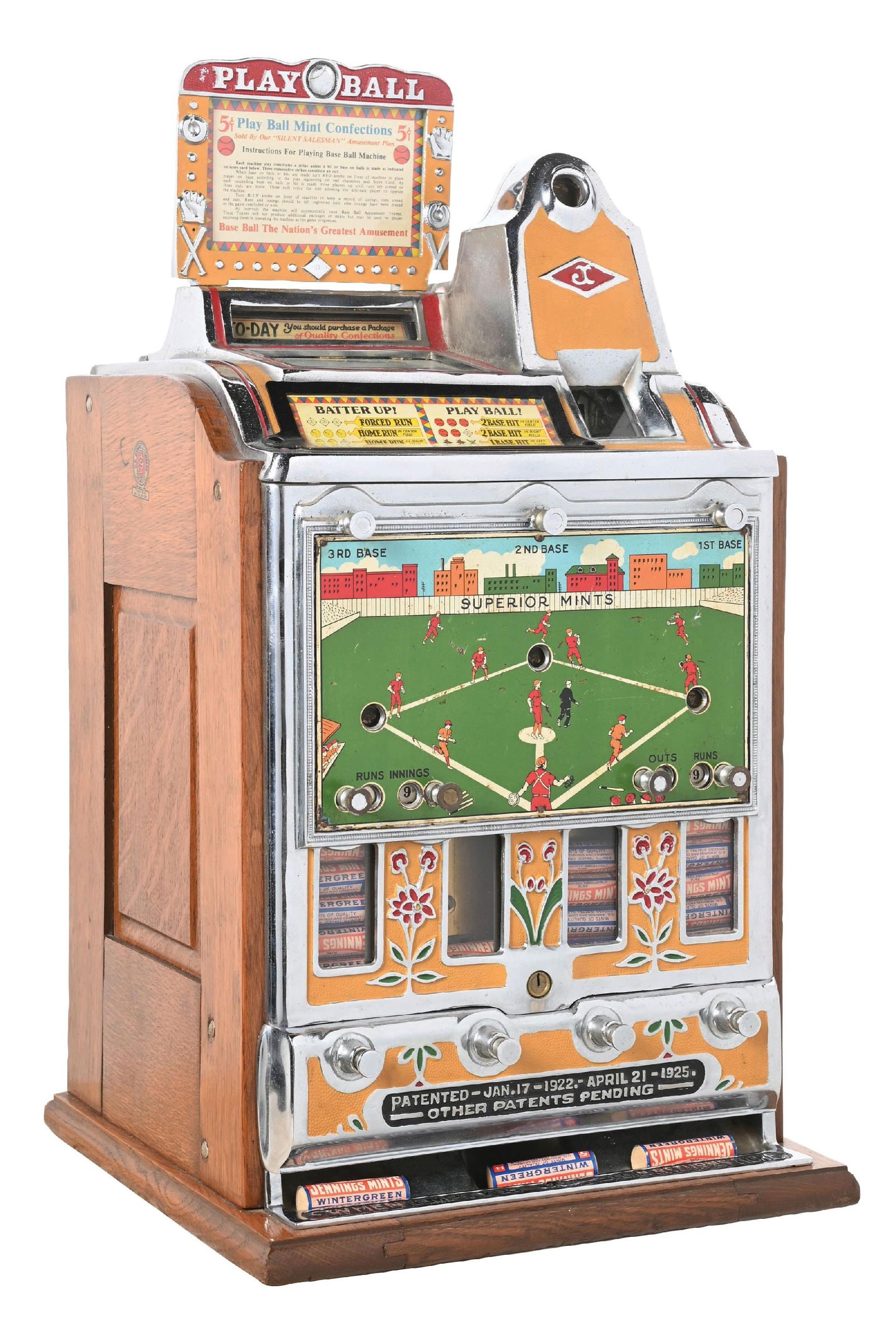5¢ Jennings Superior Mints Baseball Slot Machine Auction