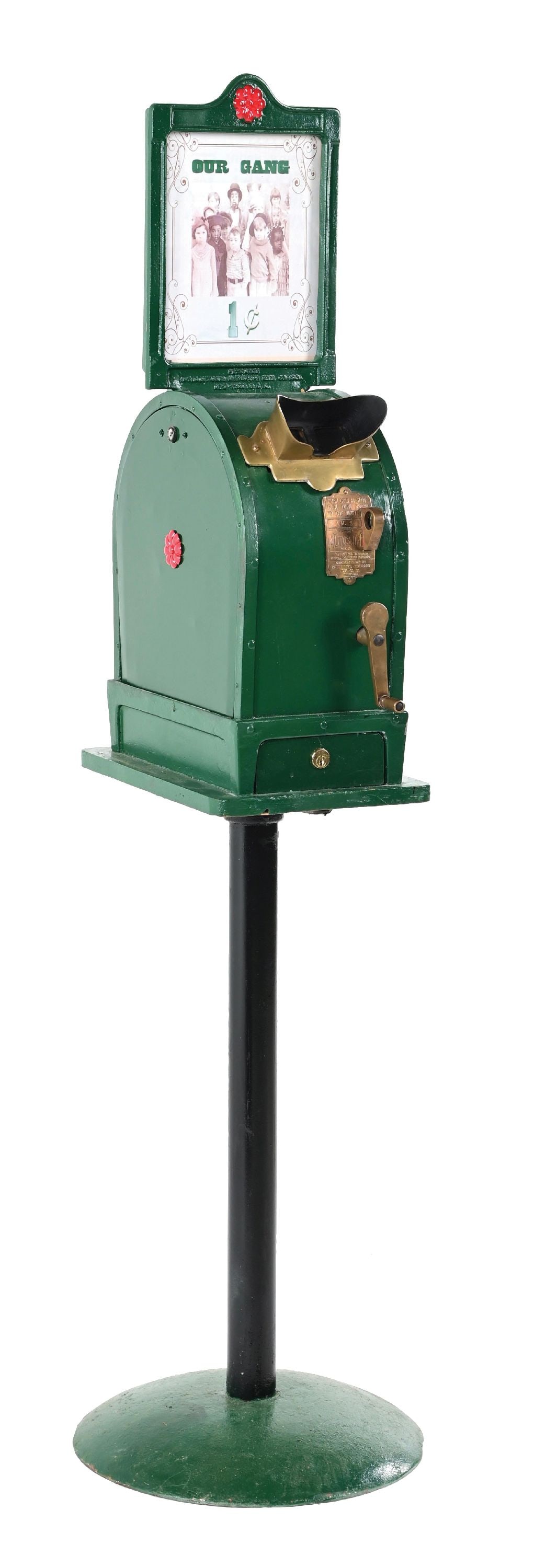 Tin Mutoscope Movie Viewer On Cast Iron Stand Auction