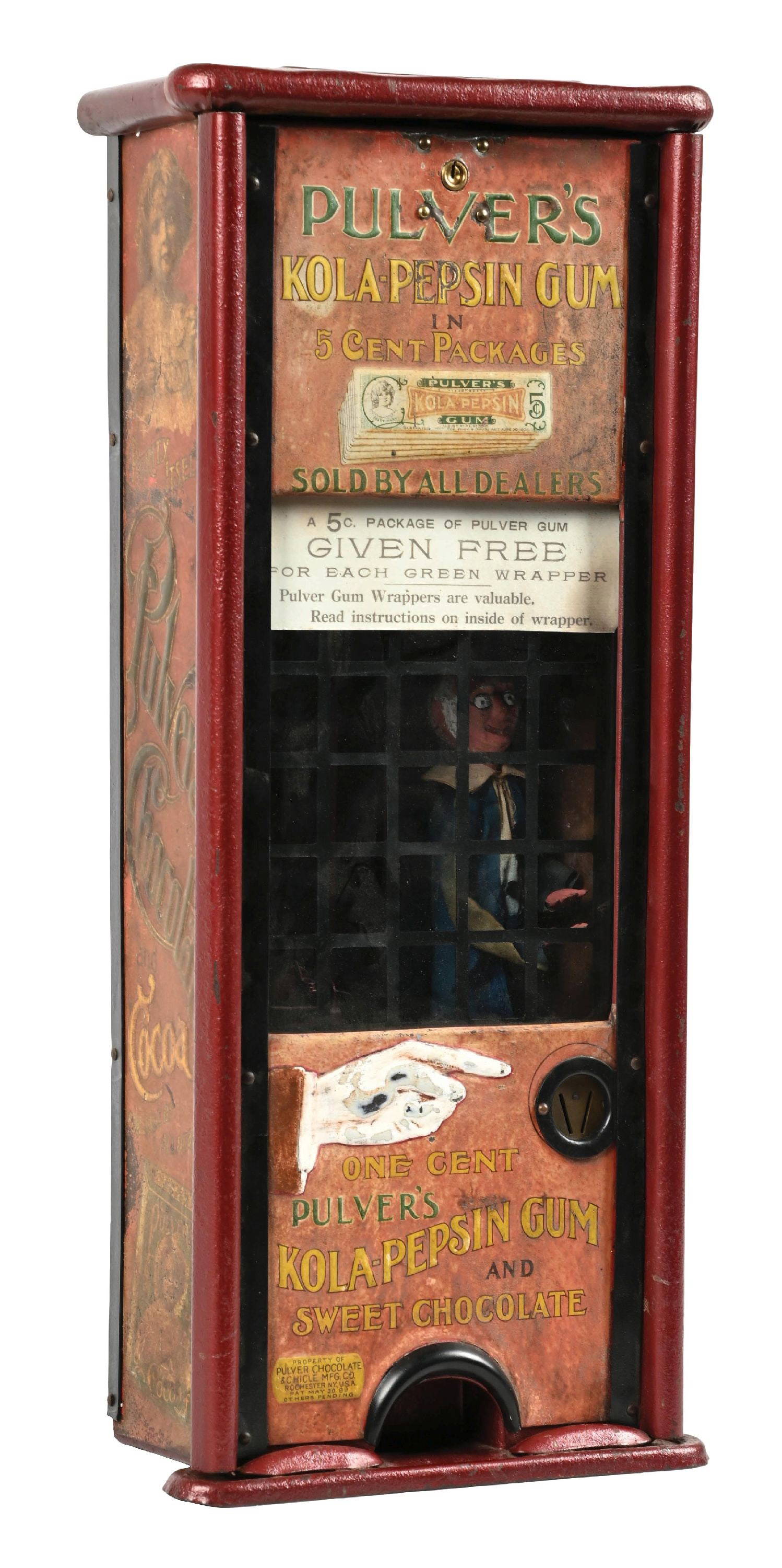 Tin Lithographed Pulver Kola-pepsin Tab Gum Vending Machine W/ Foxy ...