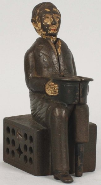 Cast Iron Peg Leg Begger Mechanical Bank.