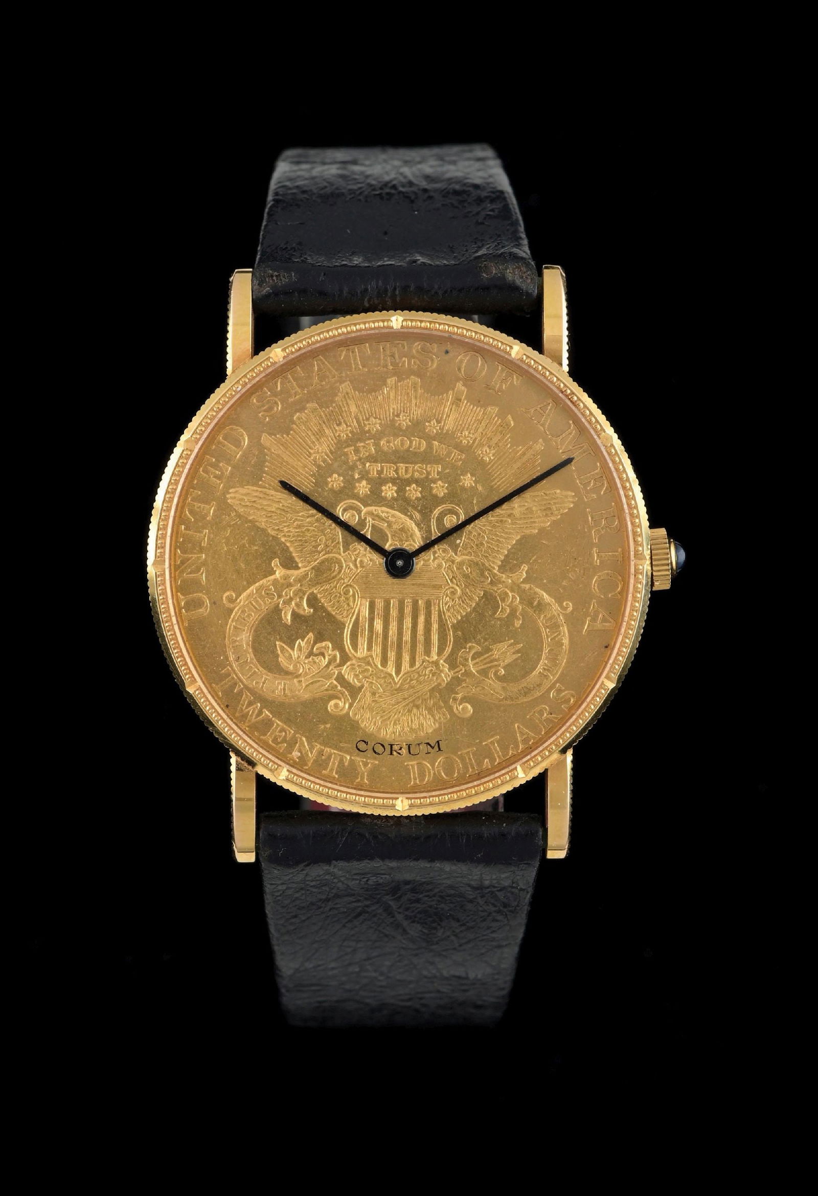 18k Gold Corum $20 Us Double Eagle Coin Watch W/ Original B&p Auction