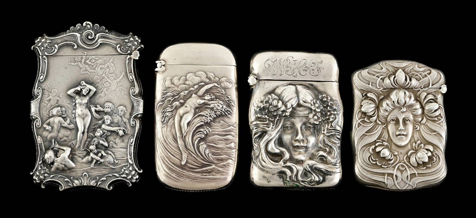 Lot Of 4: Sterling Silver Match Safes Auction