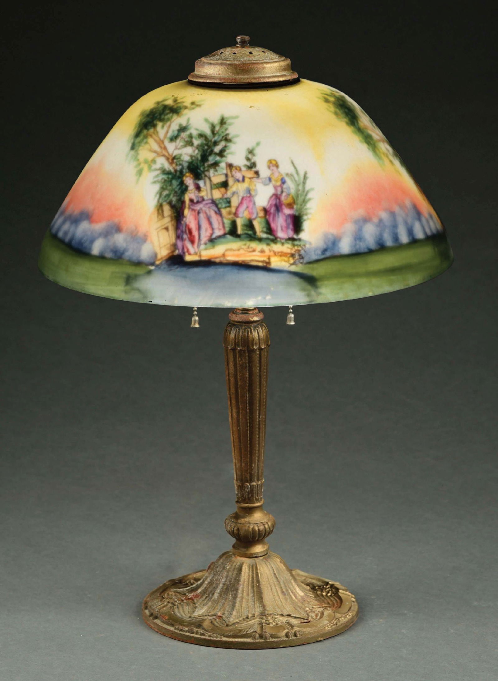 Pittsburgh Reverse Painted Table Lamp Auction
