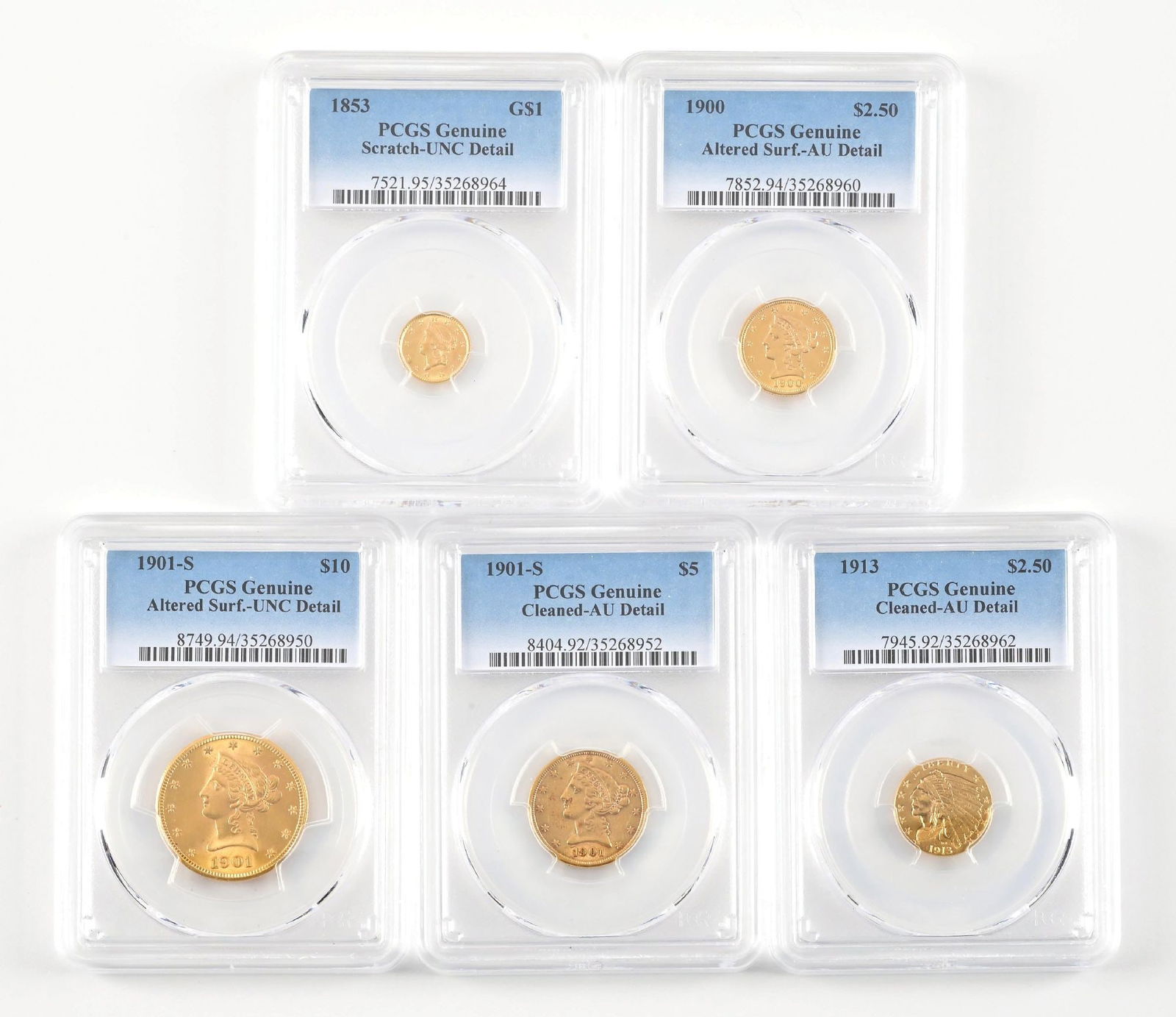 Lot Of 5: Various Graded Gold Coins Auction