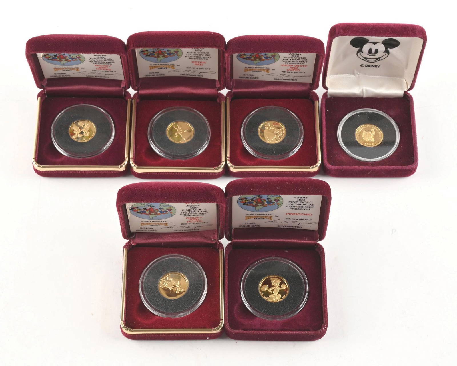 Collection Of 6: Disney Gold Coins Auction