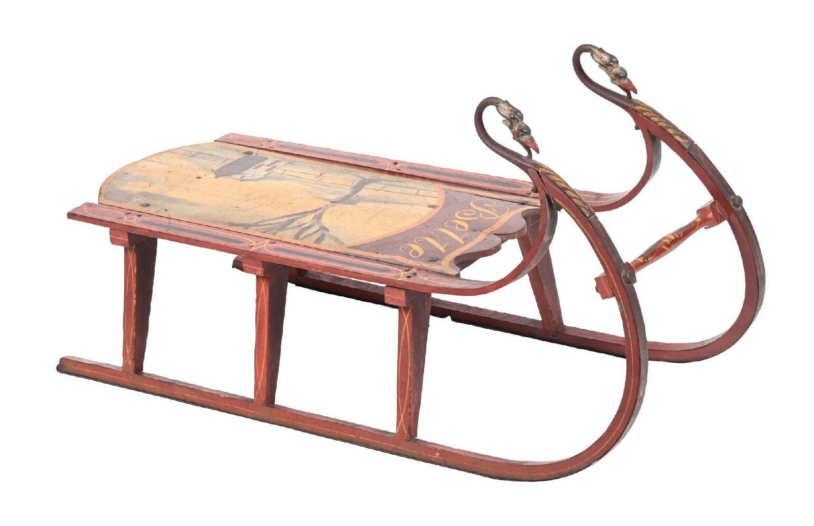 Children's Hand Painted Wooden Sled Auction