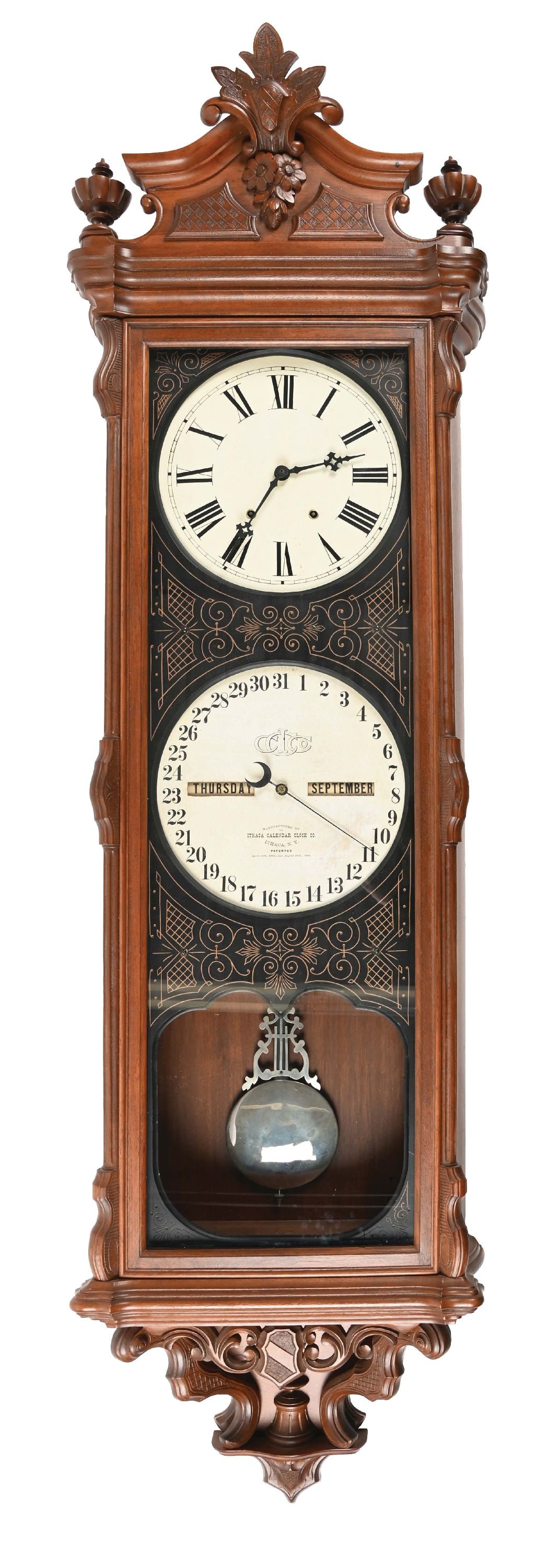 Ithaca Calendar Clock Co, Ny, "regulator No. 1", Double Dial Perpetual ...