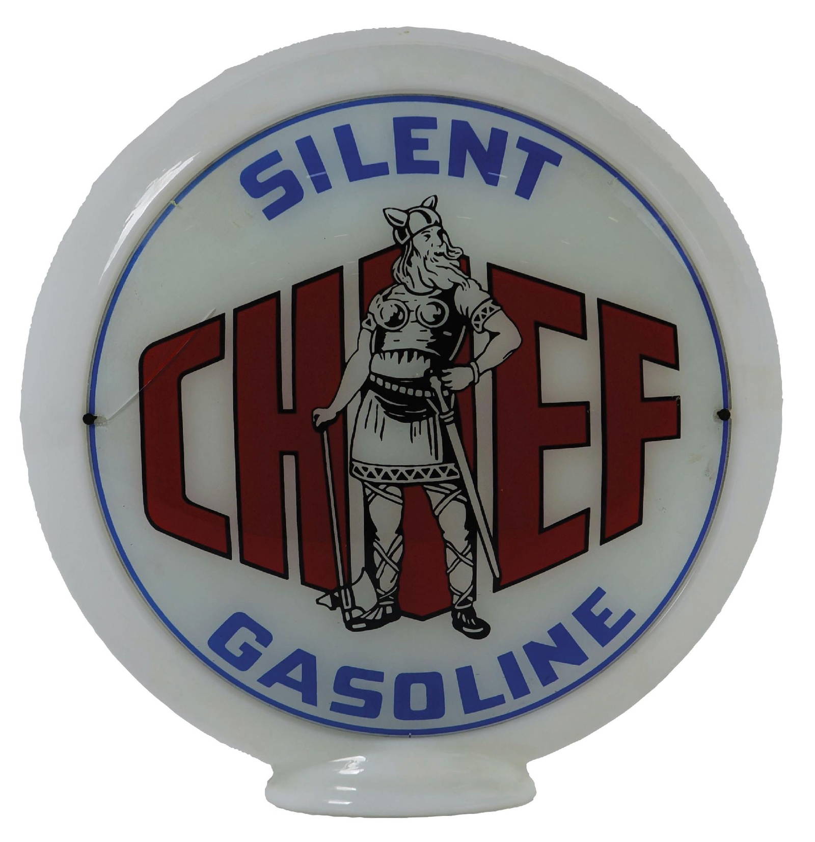 Silent Chief Gasoline Single 13.5" Globe Lens On Narrow Milk Glass Body ...