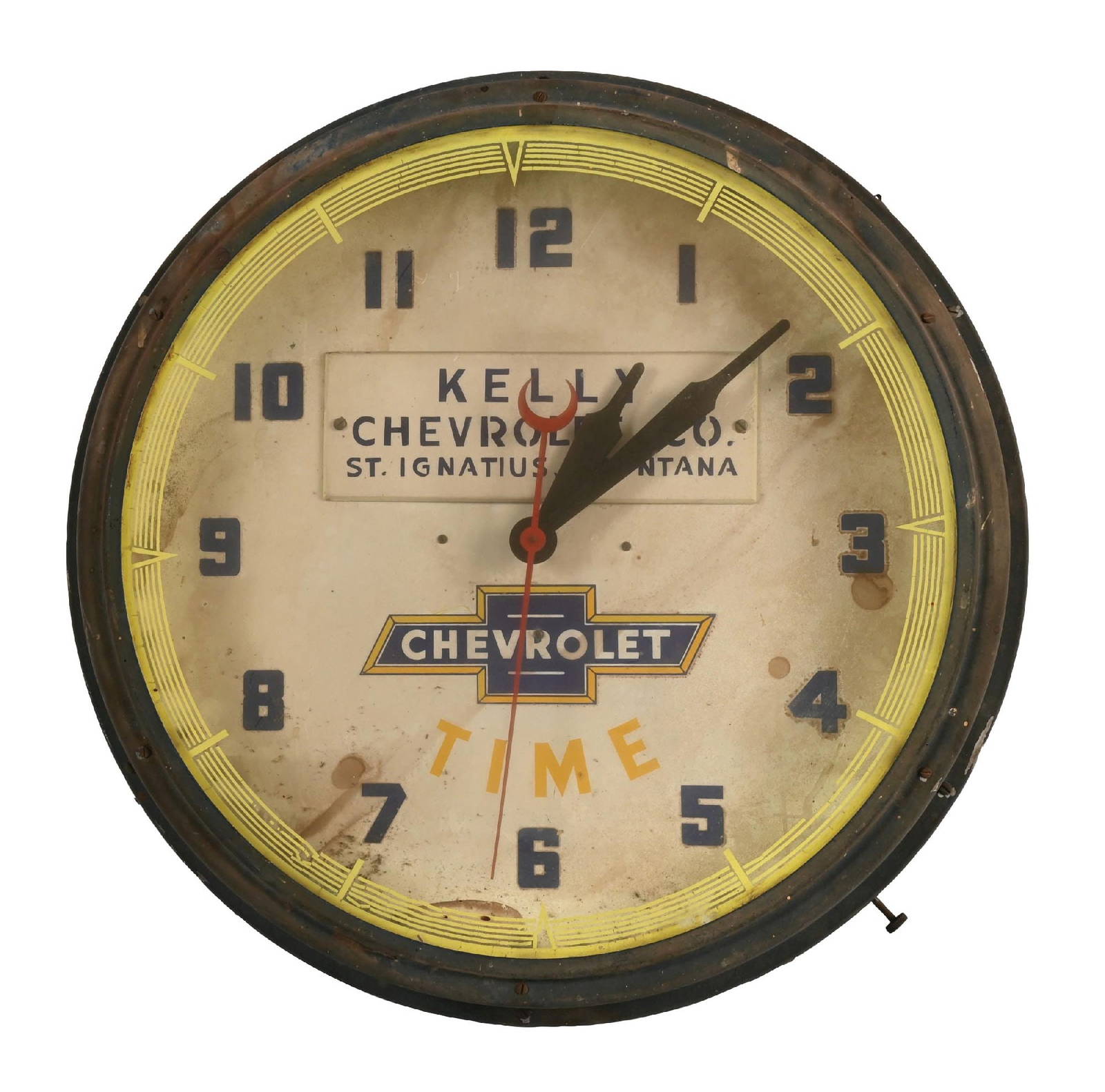 Chevrolet Time Advertising Neon Clock Auction