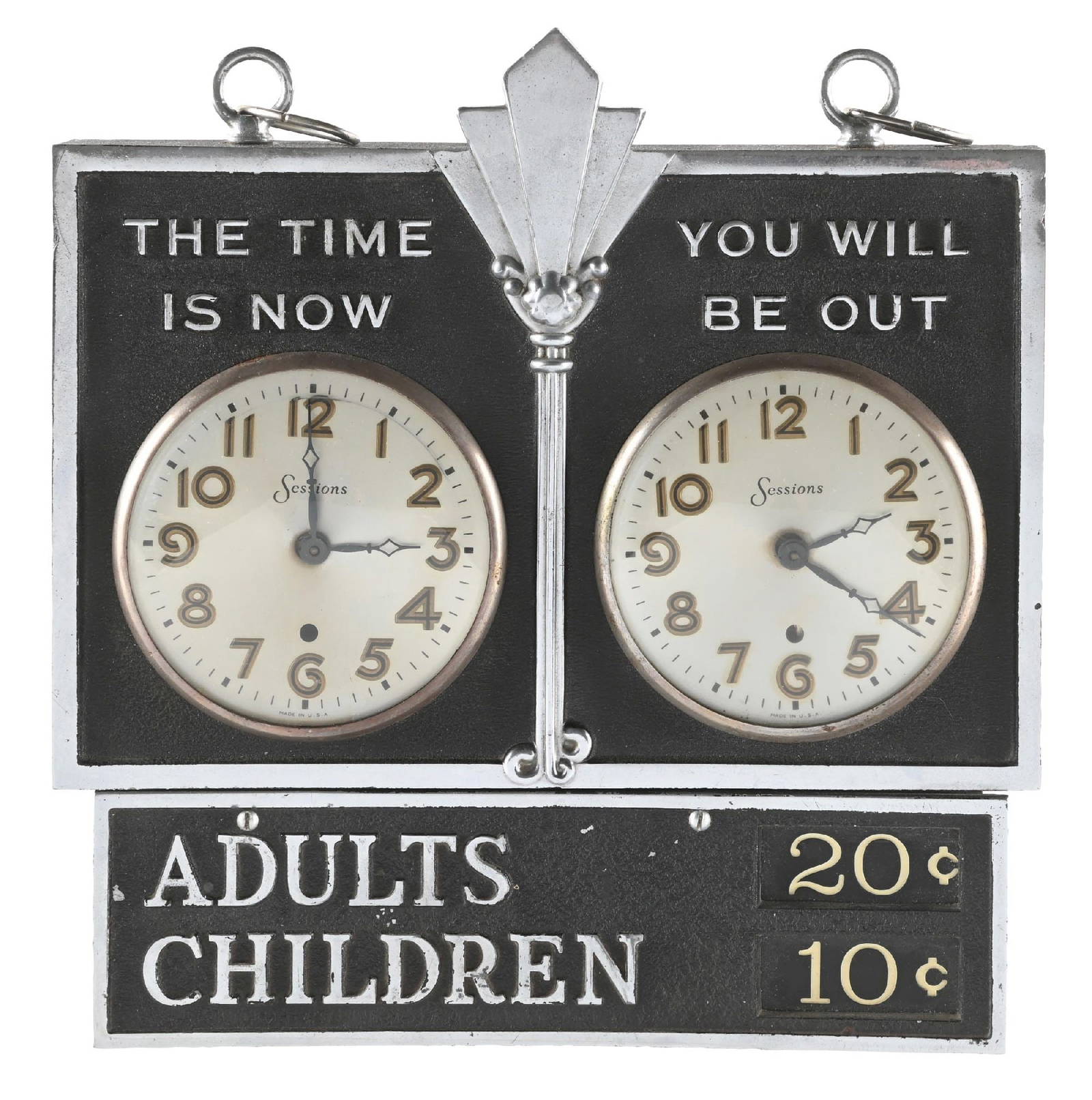 Movie Theater Time In & Time Out Clock W/ Adult & Children Pricing Auction