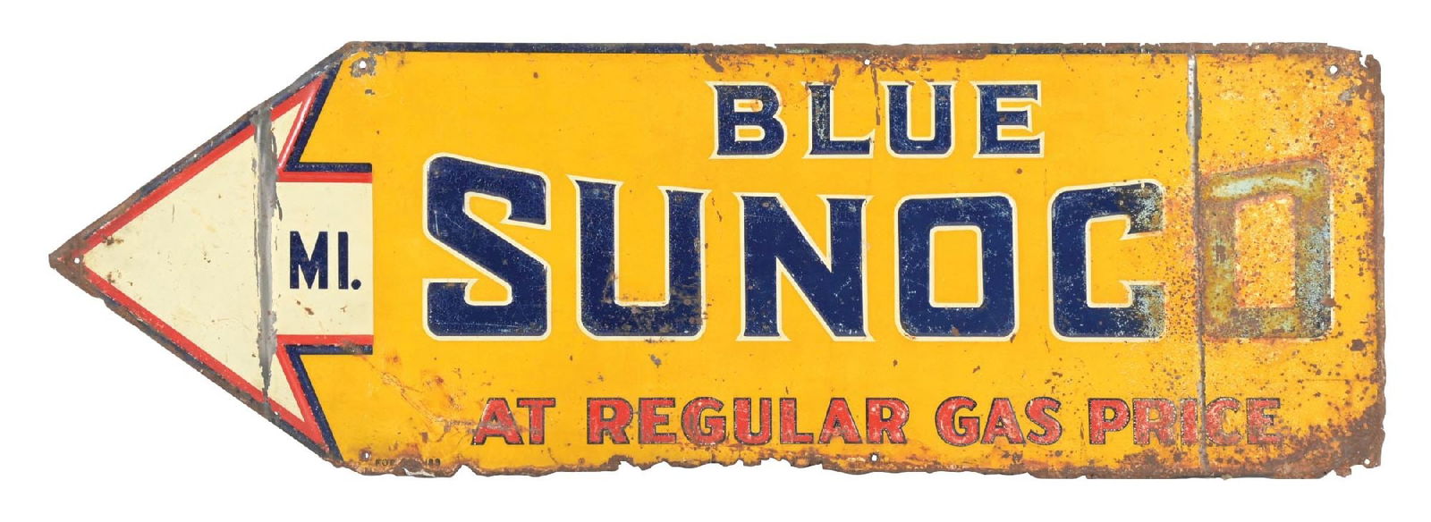 Sunoco Blue Gasoline Embossed Tin Directional Arrow Sign - Jul 17, 2025 ...