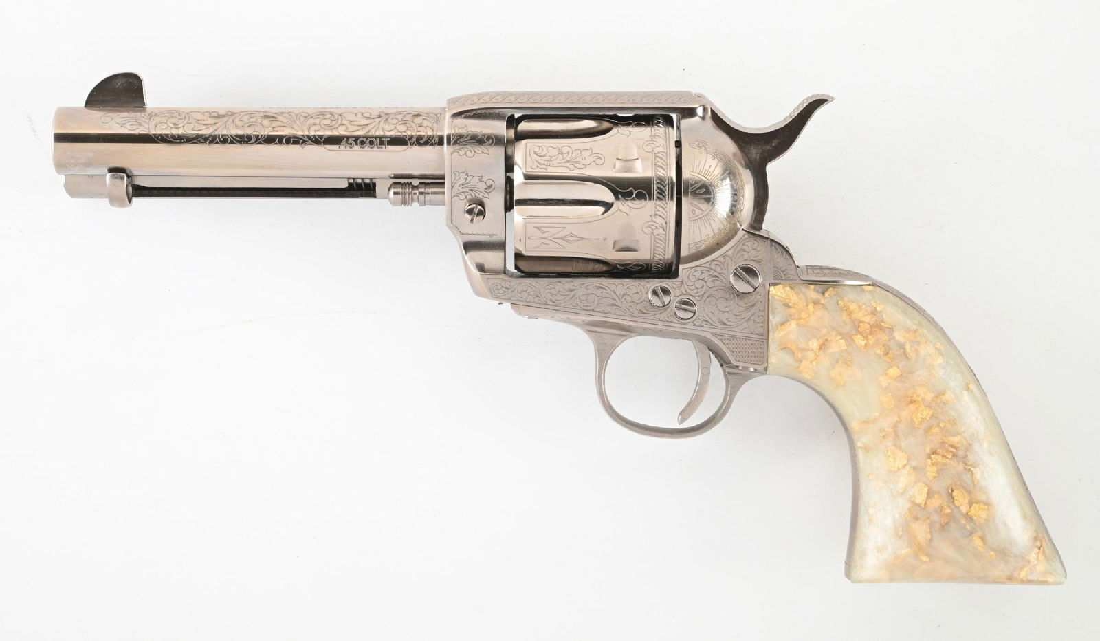 (m) Engraved Cimarron Frontier Single Action Revolver. Auction