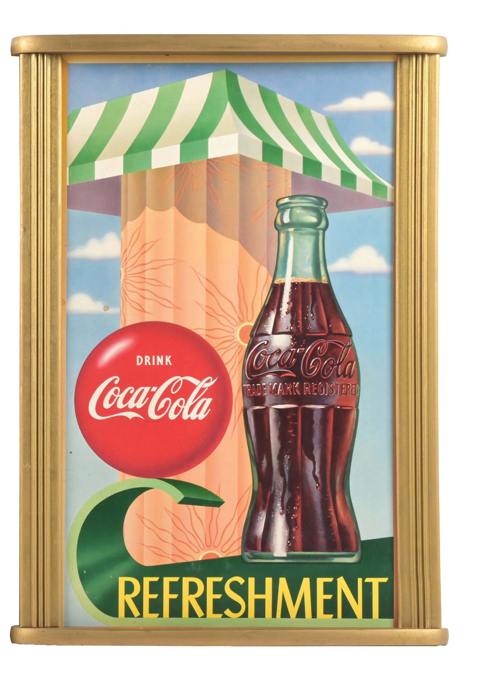 Coca-cola "refreshment" Poster Sign Auction