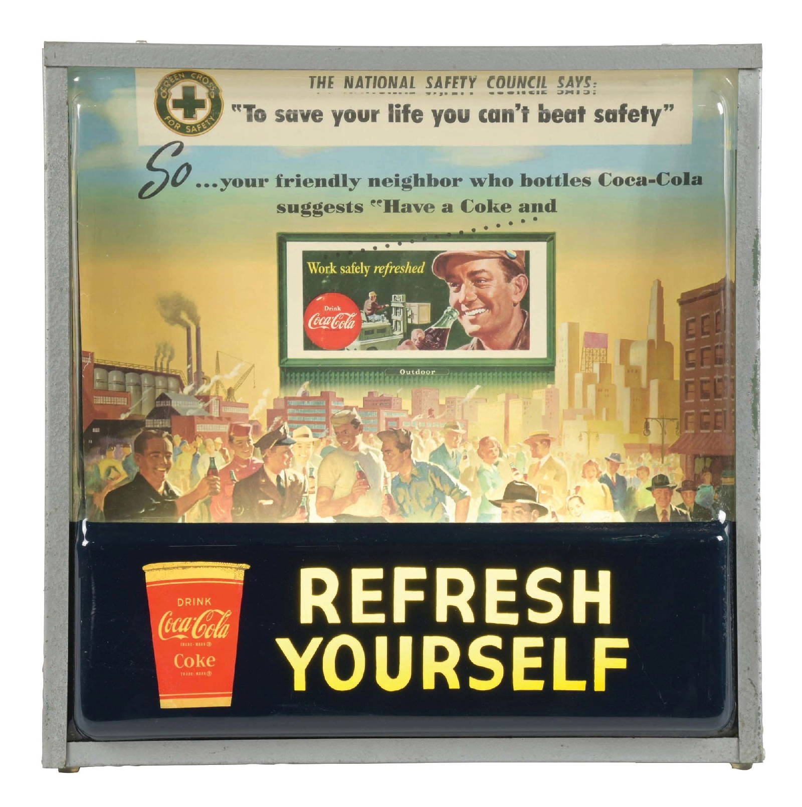 Coca-cola Refresh Yourself Light-up Safety Sign Auction