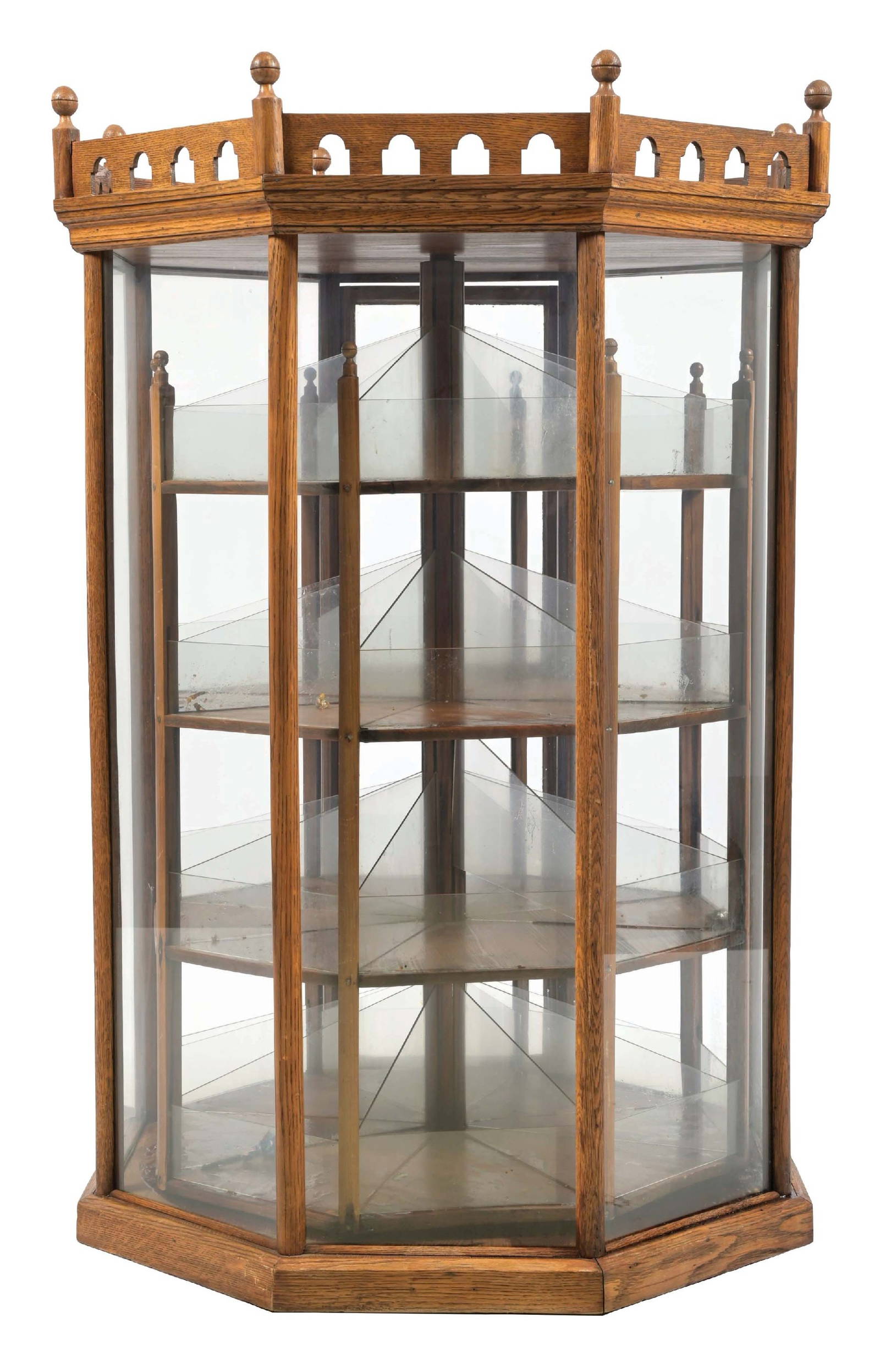 Country Store Countertop 8-sided Revolving Showcase In Oak Auction