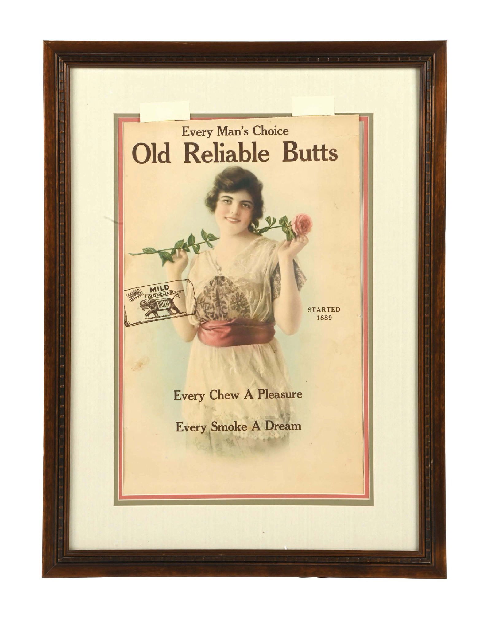 Old Reliable Butts Cigar Sign W/ Woman Graphic Auction