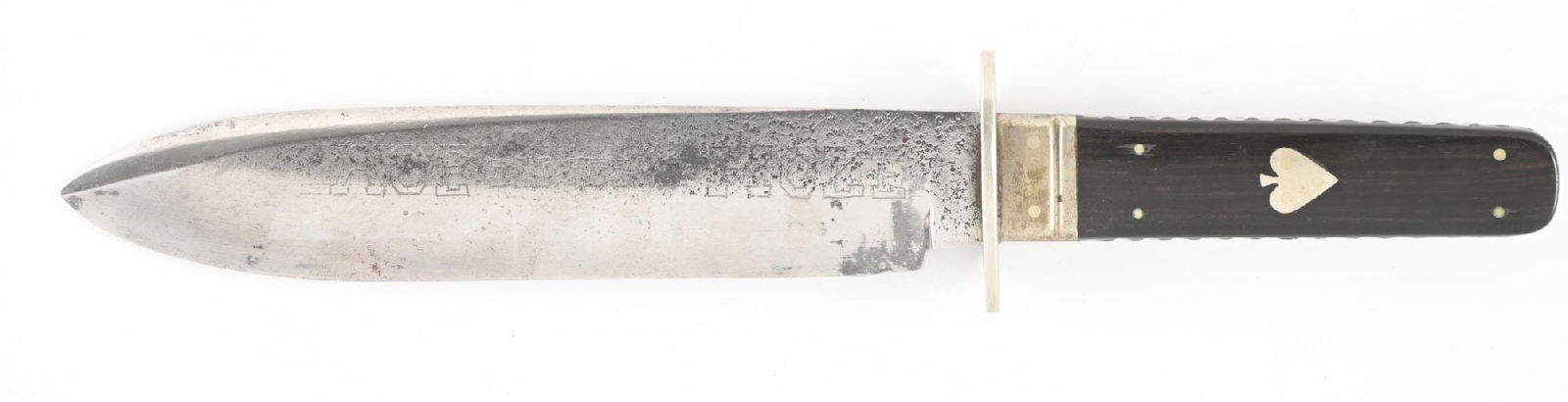Bowie Knife With False Edge And Spade Pattern Inlaid Handle Auction