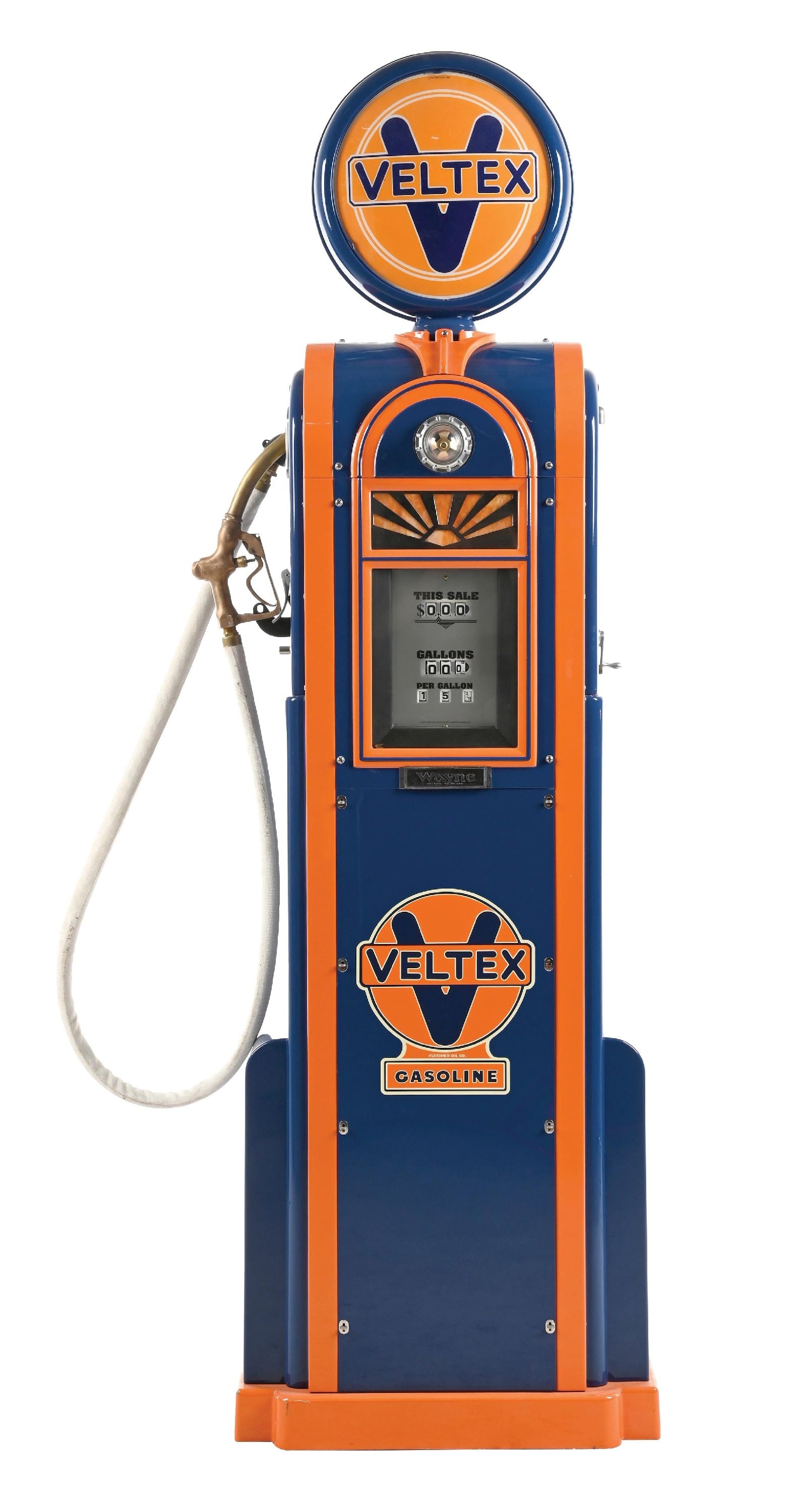 Wayne Model #60 Gas Pump Restored In Veltex Gasoline. Auction