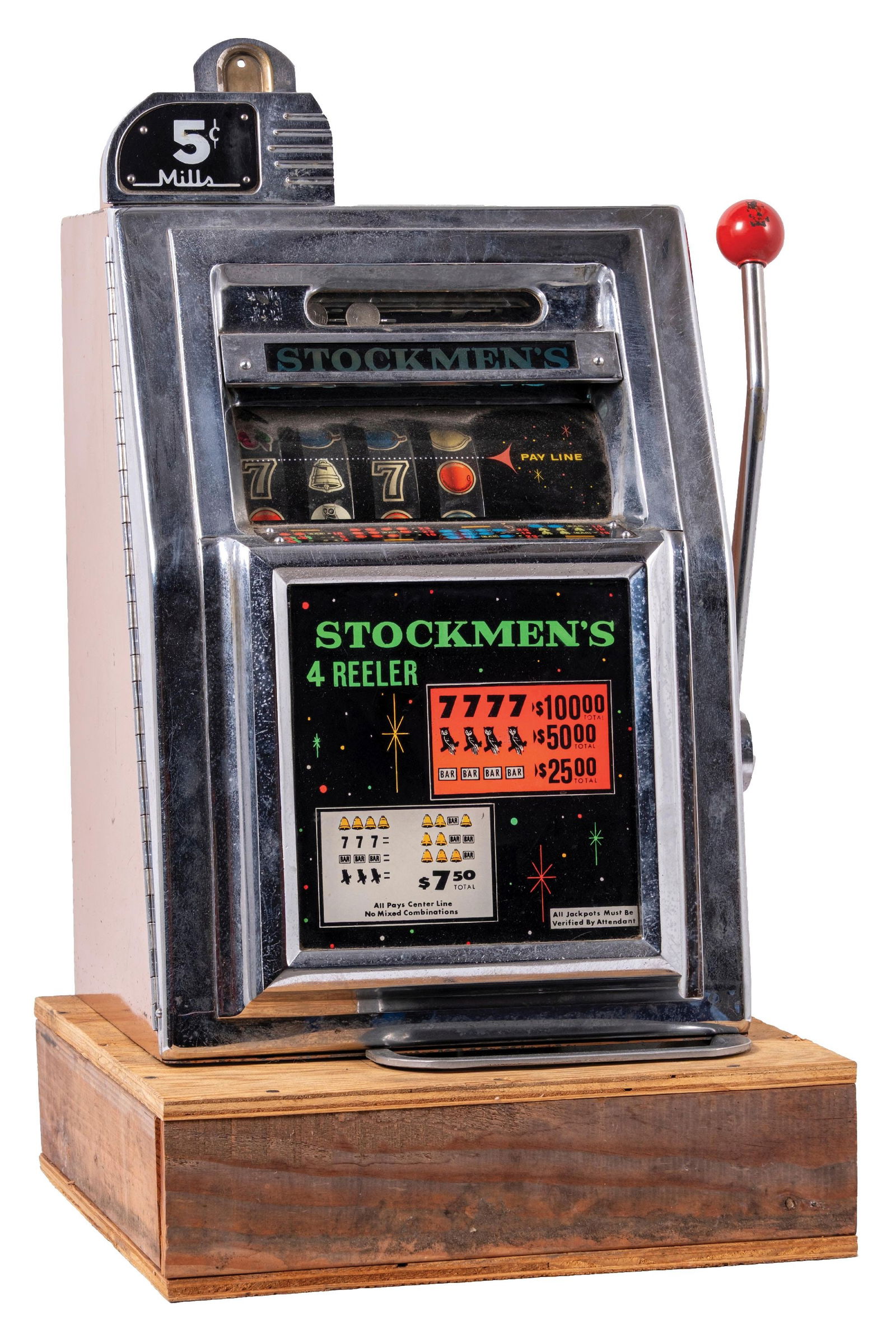 5¢ Mills 4-reel Open Front Slot Machine Auction