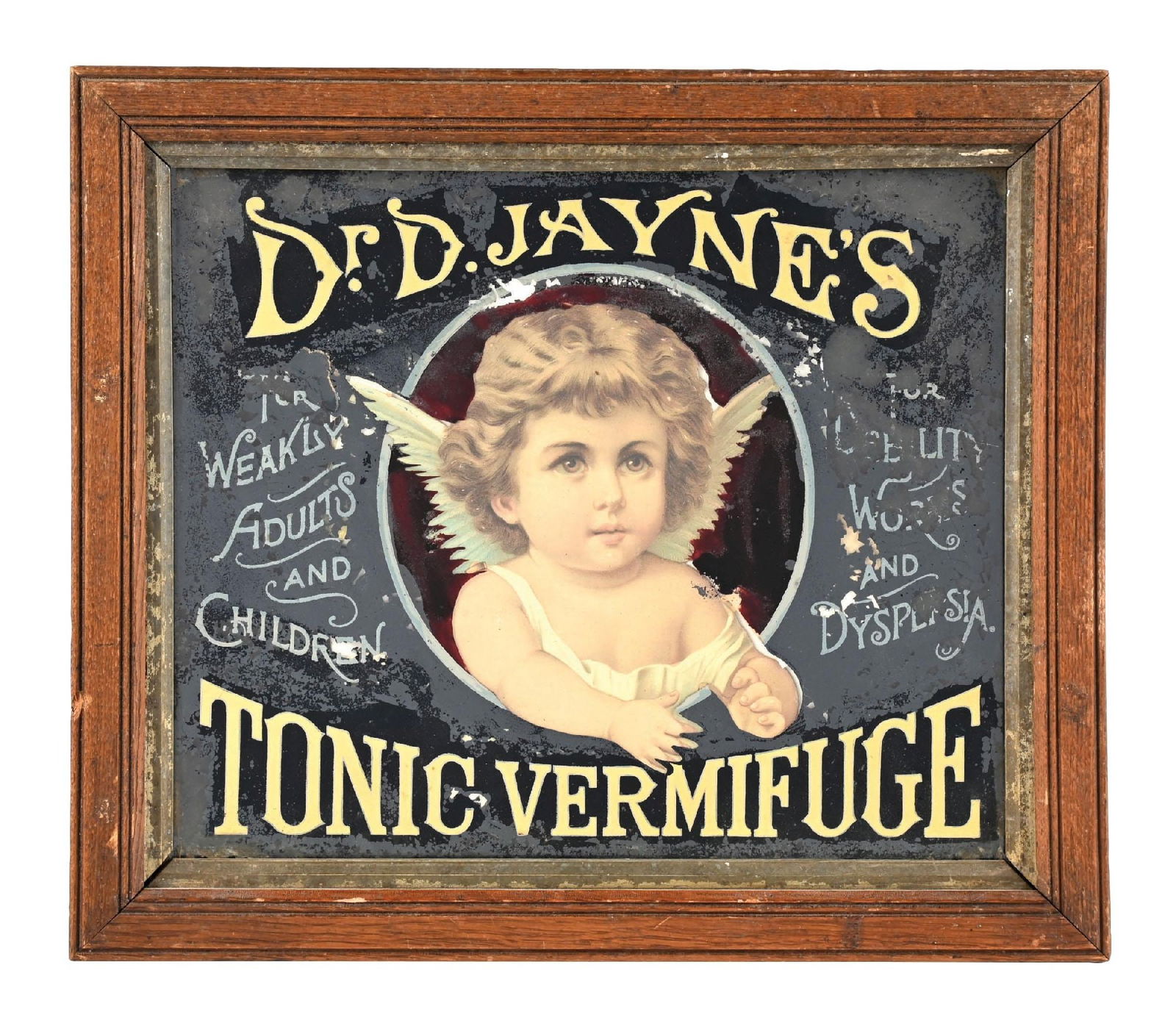 Dr. Jayne's Tonic Vermifuge Reverse Glass Sign Auction