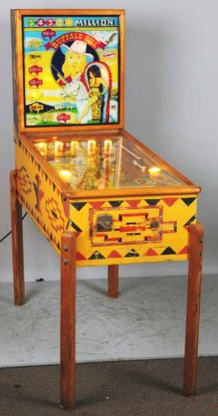 Gottlieb Buffalo Bill Wood Rail Pinball Machine.
