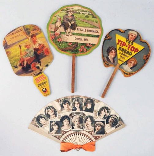 Lot Of 4: Paper Advertising Fans.