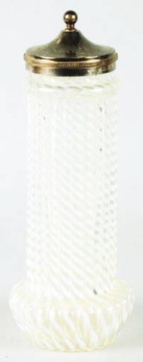 Early Ribbon Milk Glass Straw Holder.