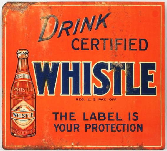 1920s Embossed Tin Whistle Sign.