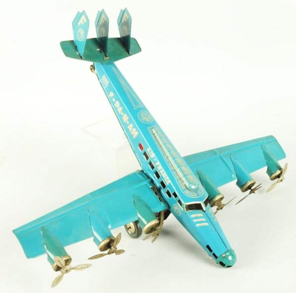 French Tin Litho Wind-up Airplane Toy.