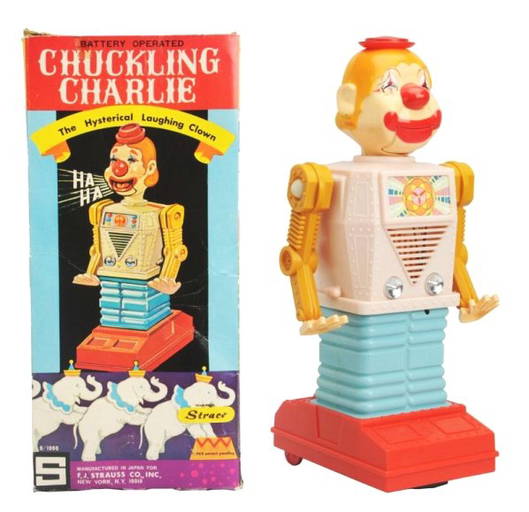 Plastic Battery Op. Chuckling Charlie Robot.