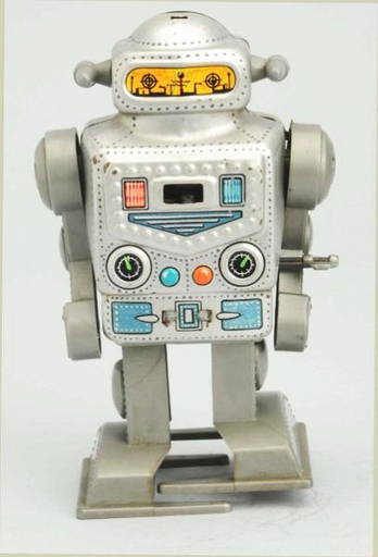 Tin Litho & Plastic Wind Up Captain Robot.