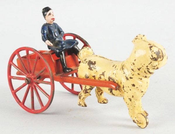 Cast Iron American Made Bulldog Pulling Cart.