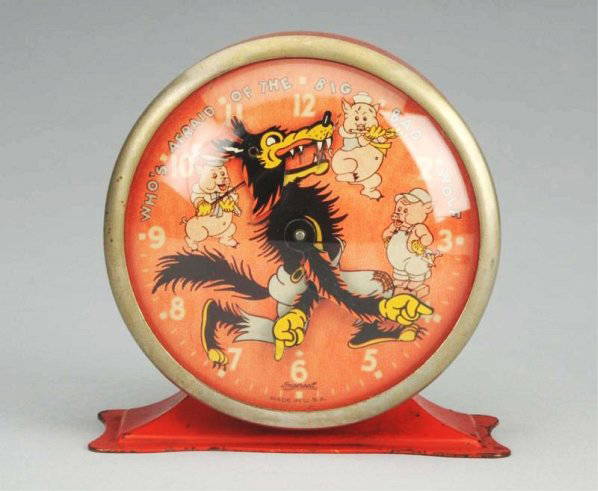 Ingersol Three Little Pigs & Big Bad Wolf Clock.