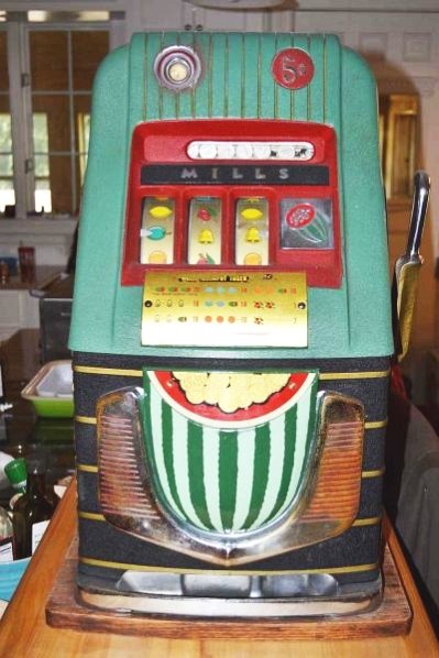 Mills 5¢ "Melon Bell"Watermelon Slot Machine.