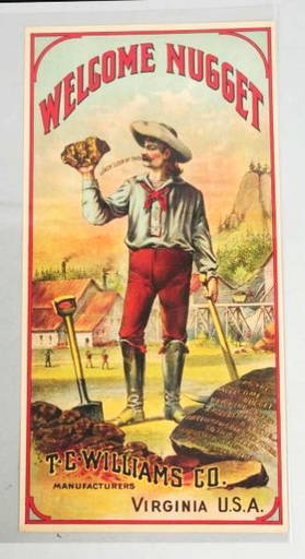 Welcome Nugget Tobacco Label.