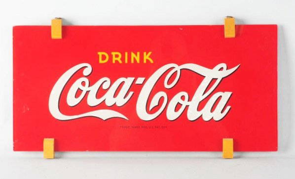 Circa 1940 Coca Cola Reverse On Glass Sign.