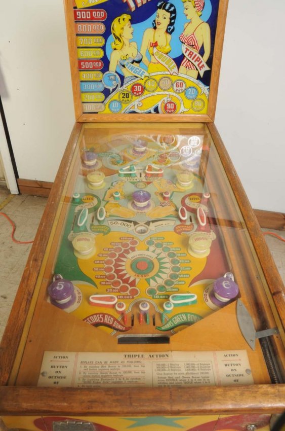 1948 Genco Triple Action Pinball Machine. : Lot 938