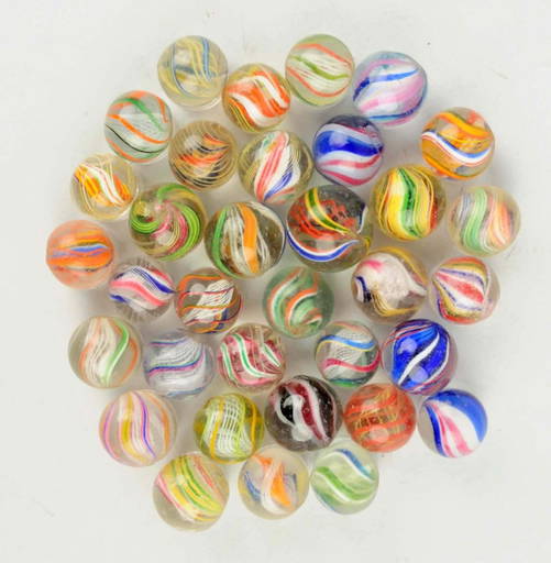 Lot Of 34: Handmade Swirl Marbles.