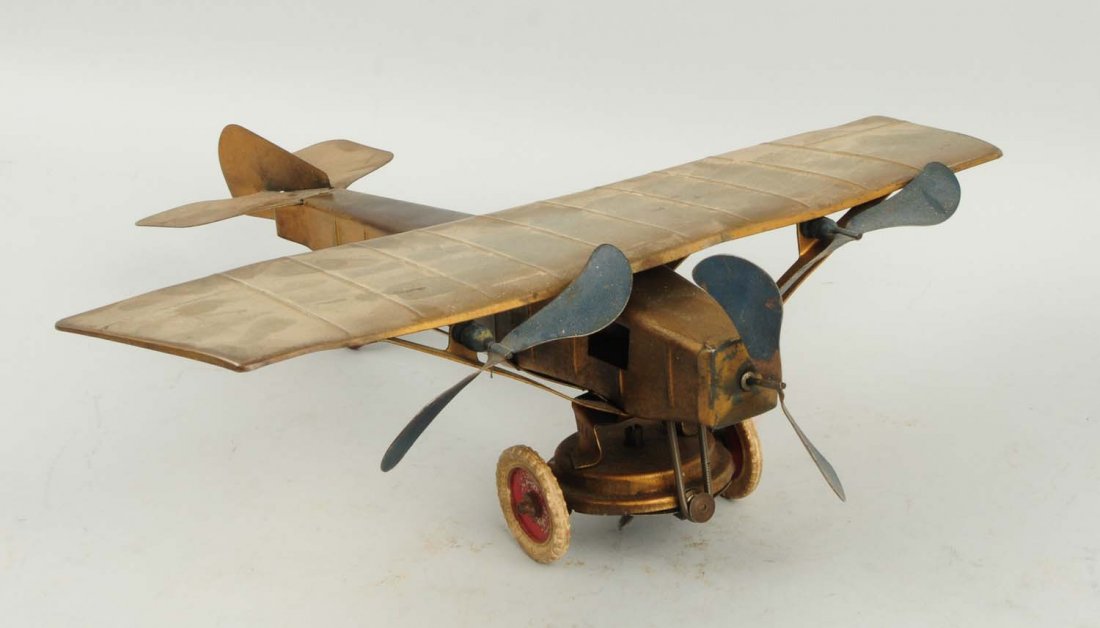 Pressed Steel Kingsbury Windup Airplane Toy.