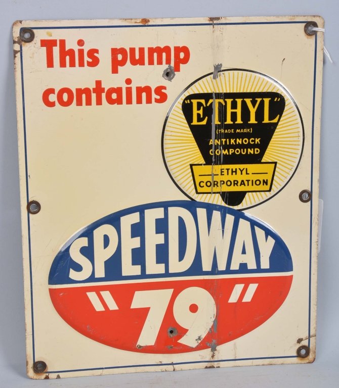 Speedway "79" Tin Embossed Sign.