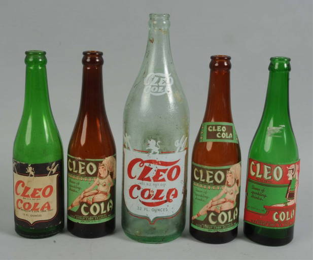 Lot Of 5: Assorted Cleo Cola Bottles.