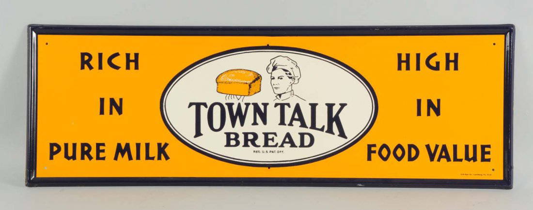 1938 Town Talk Bread Tin Sign. - Aug 22, 2014 | Dan Morphy Auctions in PA
