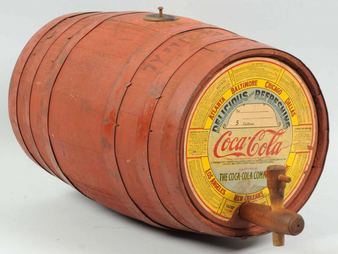 1930s Coca-Cola 5 Gallon Wooden Syrup Barrel.