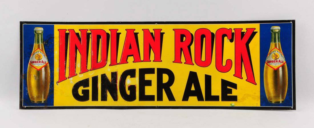 1915 20 Indian Rock Ginger Ale Embossed Tin Sign.
