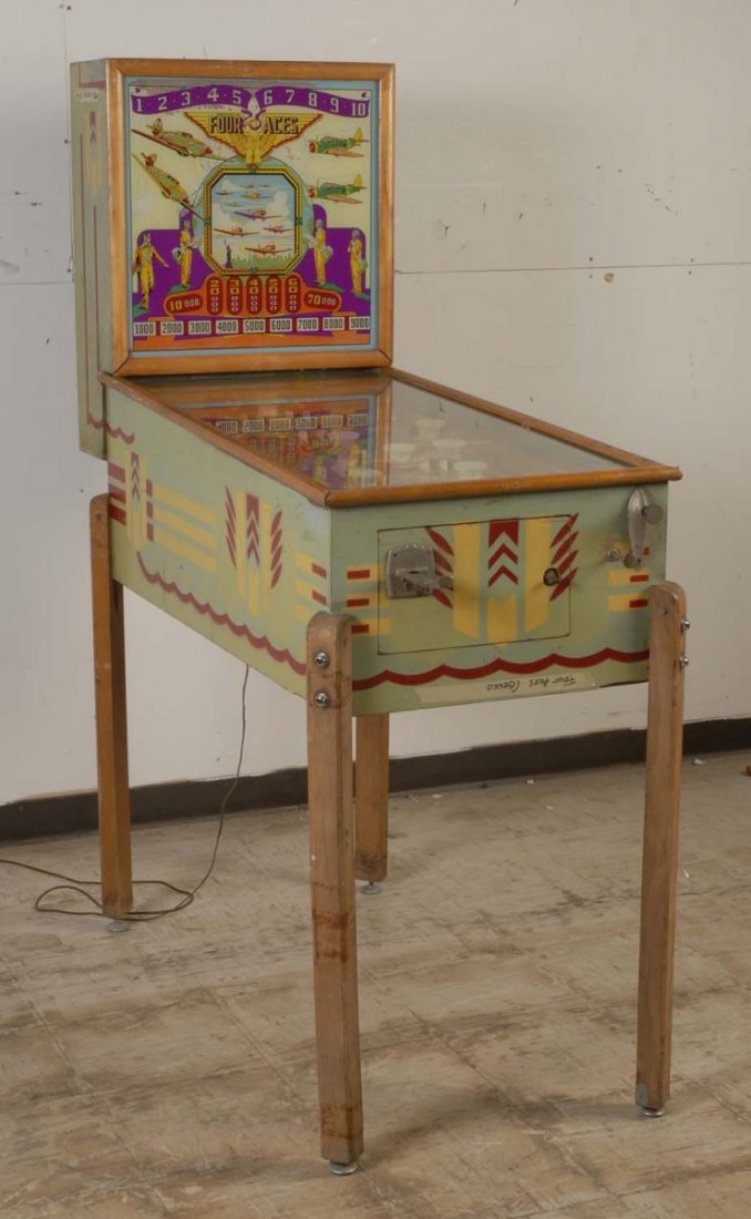 1942 Genco Four Aces Pinball Machine.
