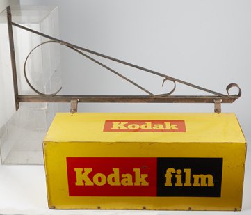 Kodak Film Tin Sign W/wrought Iron Hanging Bracket.