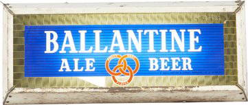 Ballantine Ale Beer Glass, Light Up Hanging Sign.