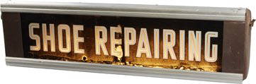 Shoe Repairing Single Sided Light Up Glass Hanging Sign